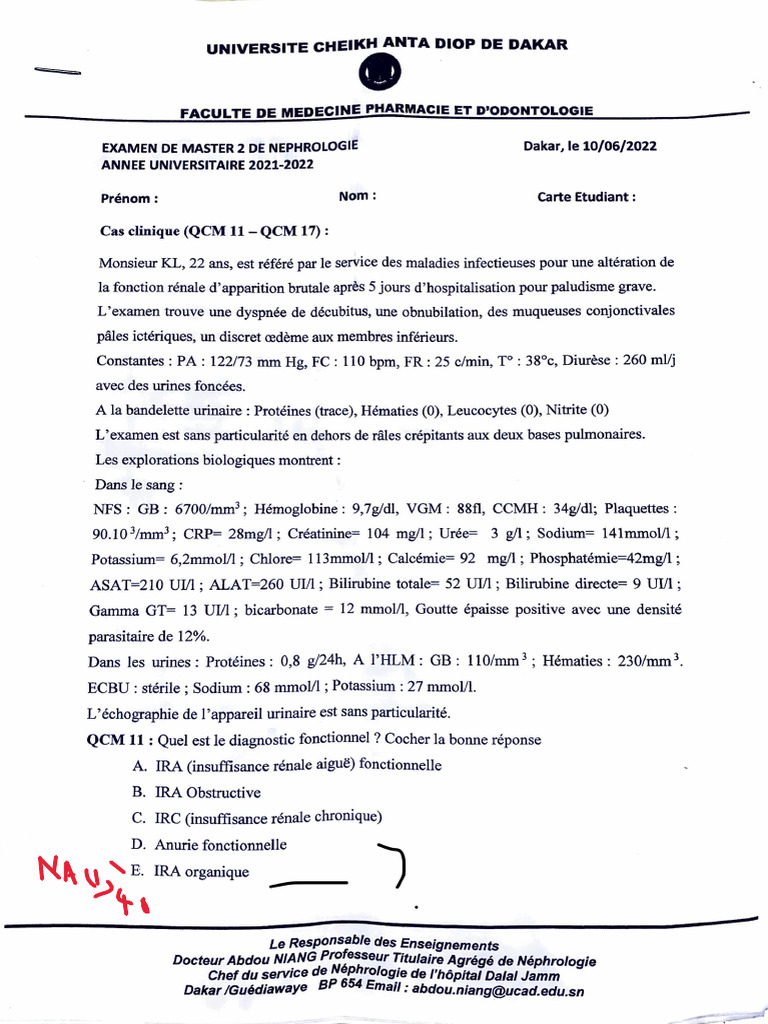 Évaluation NEPHRO 2022 DDP | PDF