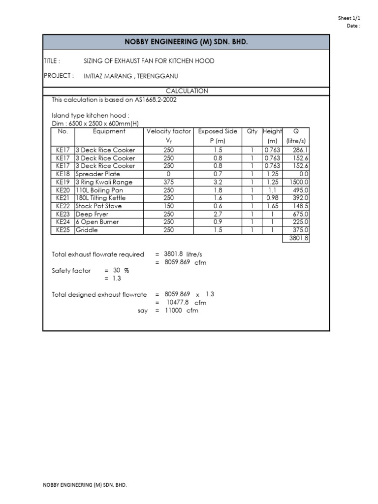 01-Imtiaz Marang - Hood Calculation.rev1 | PDF