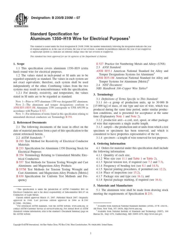 Aluminum 1350-H19 Wire Specification | PDF | Ultimate Tensile Strength ...