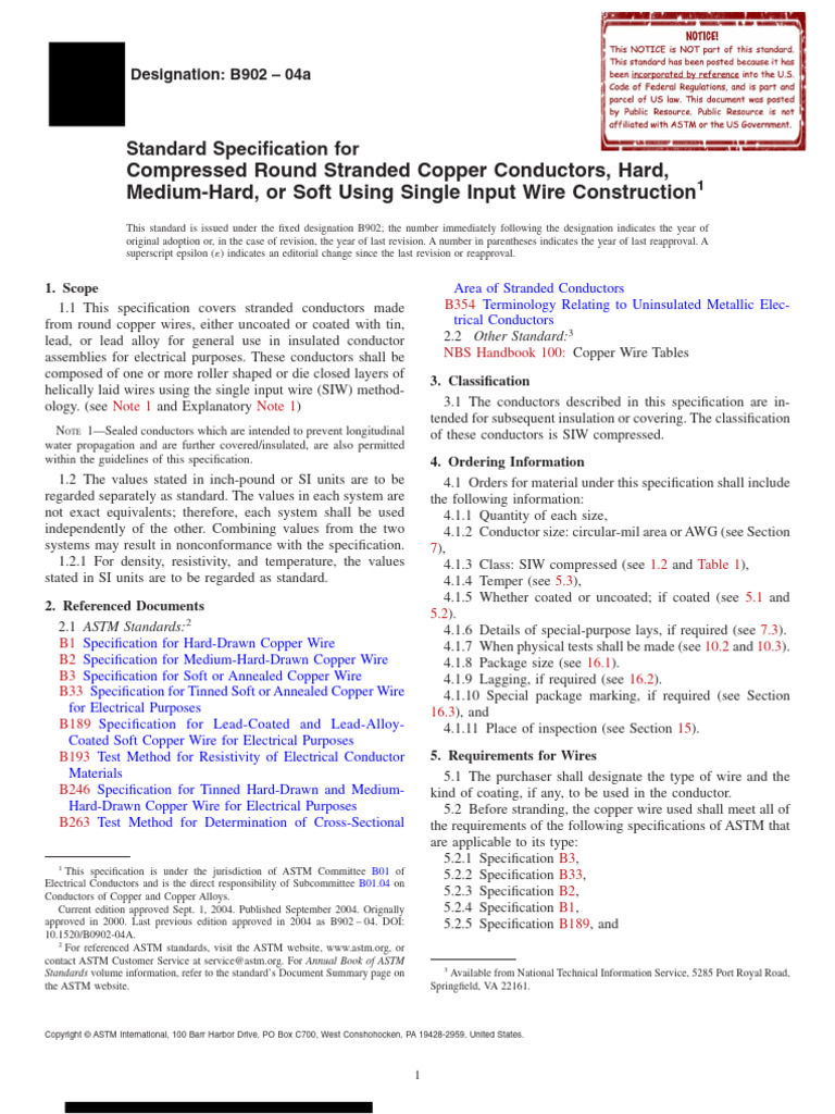 Compressed Round Stranded Copper Conductors | PDF | Wire | Electrical Conductor
