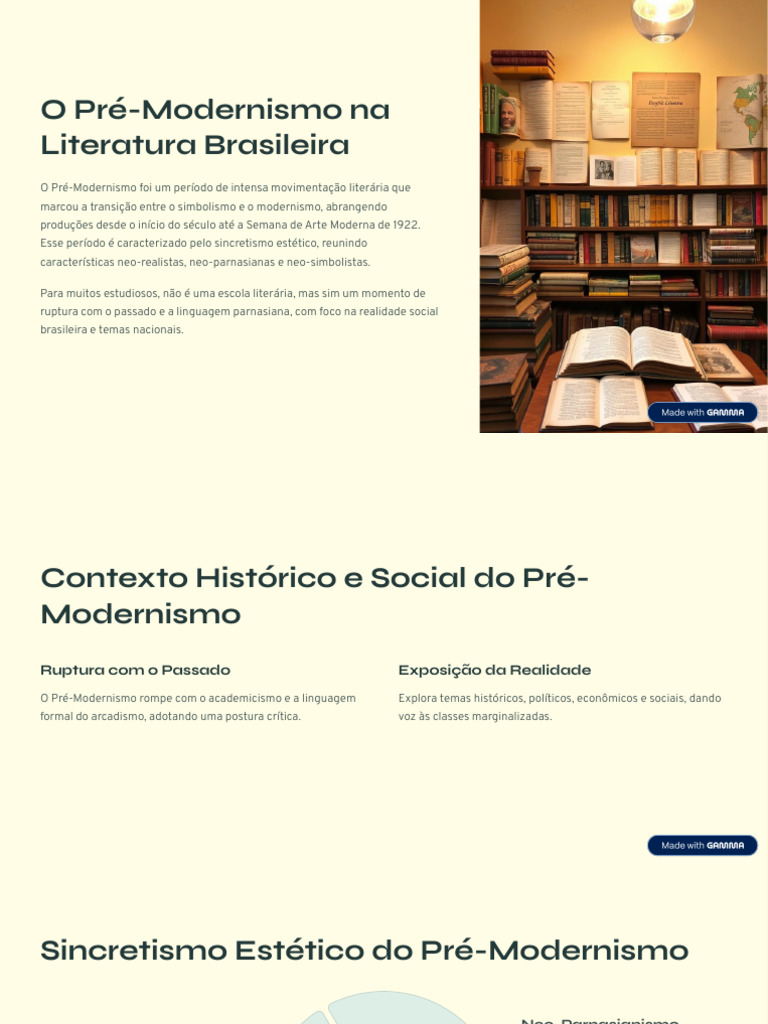O Pre Modernismo Na Literatura Brasileira (1) | PDF