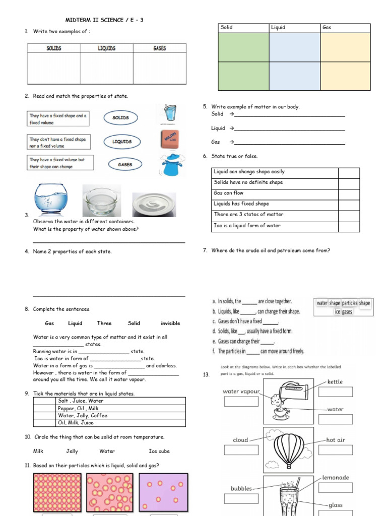 Midterm Ii - Science - E3 2024 | PDF | Water | Gases