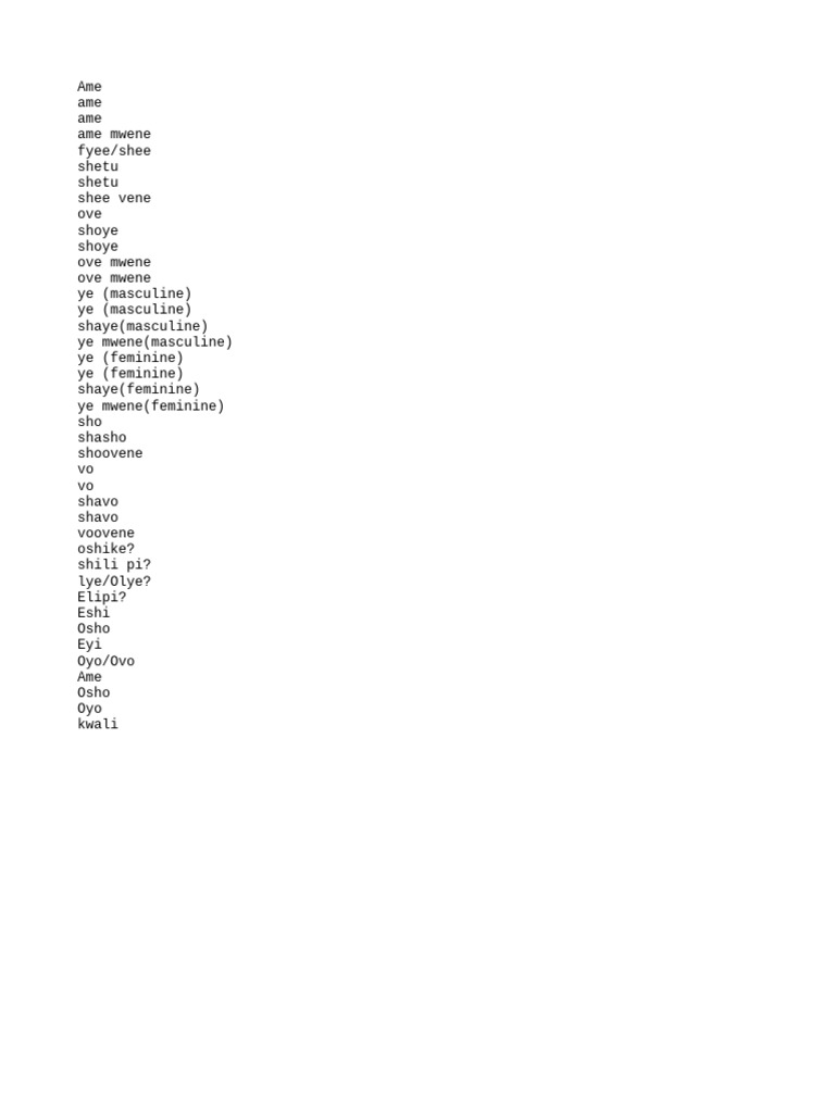 OshiWambo Bible Vocabulary List | PDF
