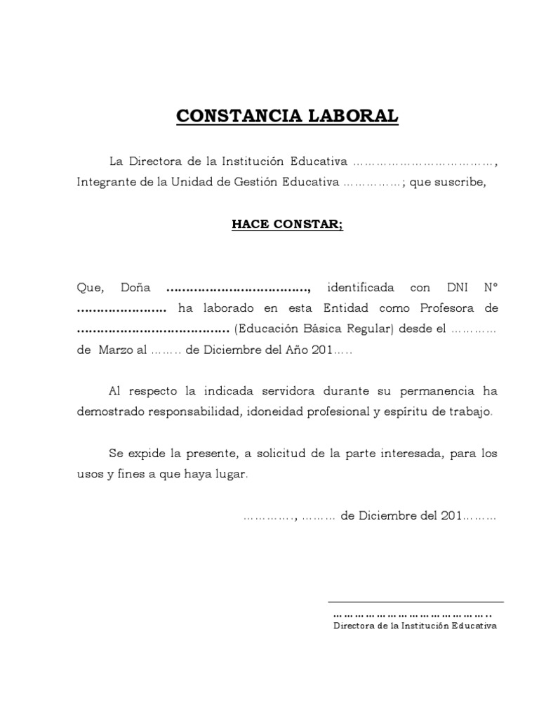 Carta Constancia Laboral: Constancia De Trabajo Formato Word – NTUNZ