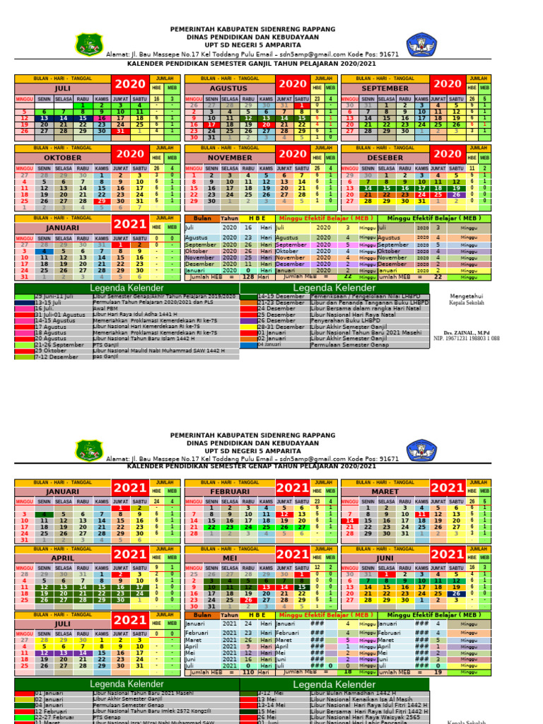 KELENDER PENDIDIKAN 2020 - 2021 Acc A4 | PDF