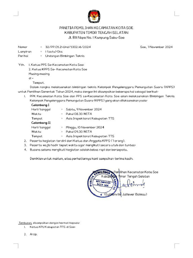 Undangan Bimtek KPPS | PDF