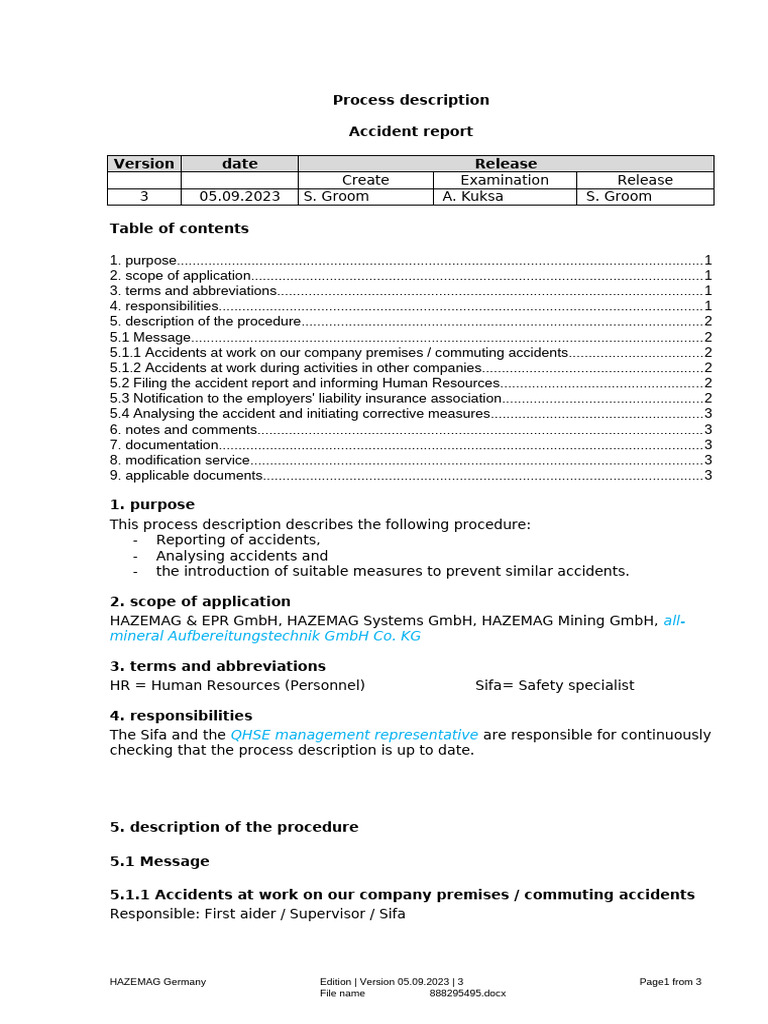 Accident Reporting Process Overview | PDF | Business