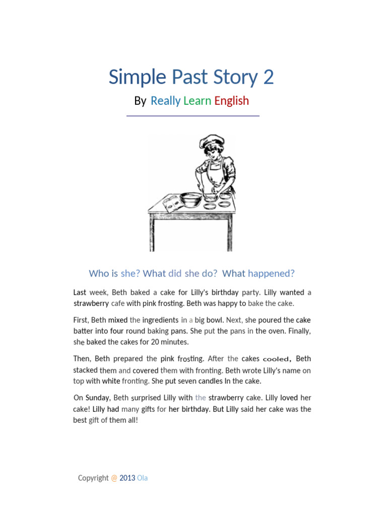 Reading Past Tense Ingles 2 | PDF | Cakes | Baking