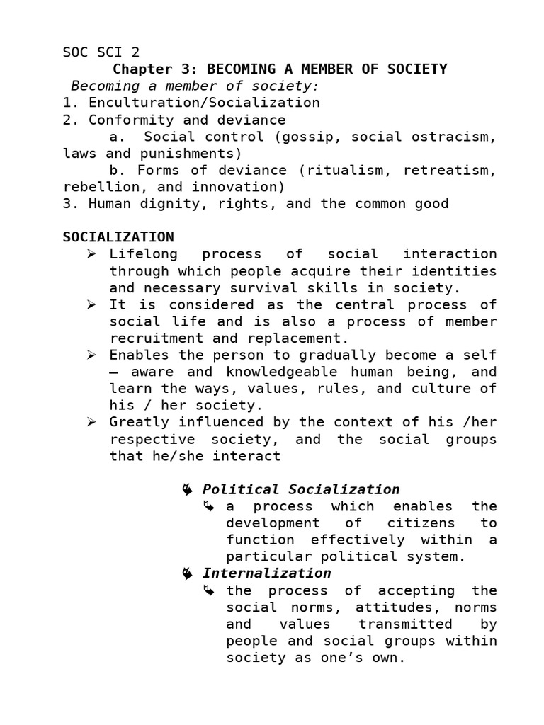 Becoming A Member of Society (Social Science) | PDF | Deviance ...