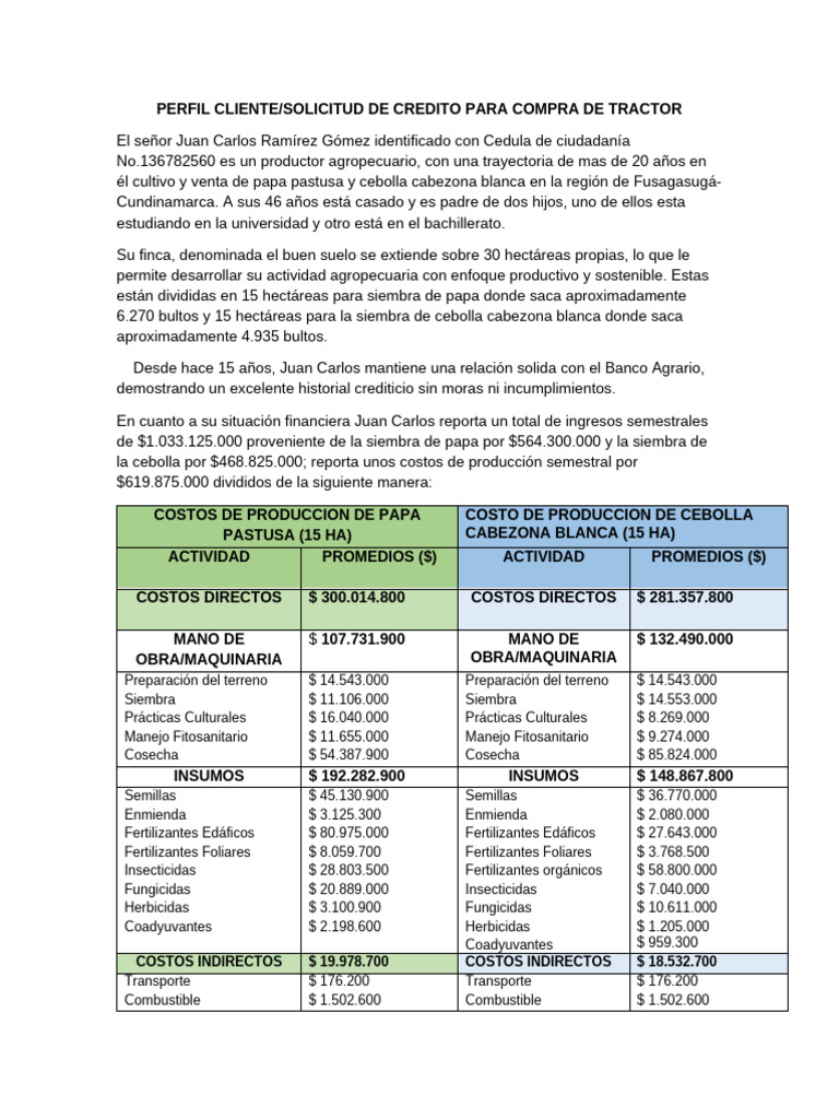 PERFIL CLIENTE CREDITO Juan Carlo Ramirez G. | PDF | Economias ...