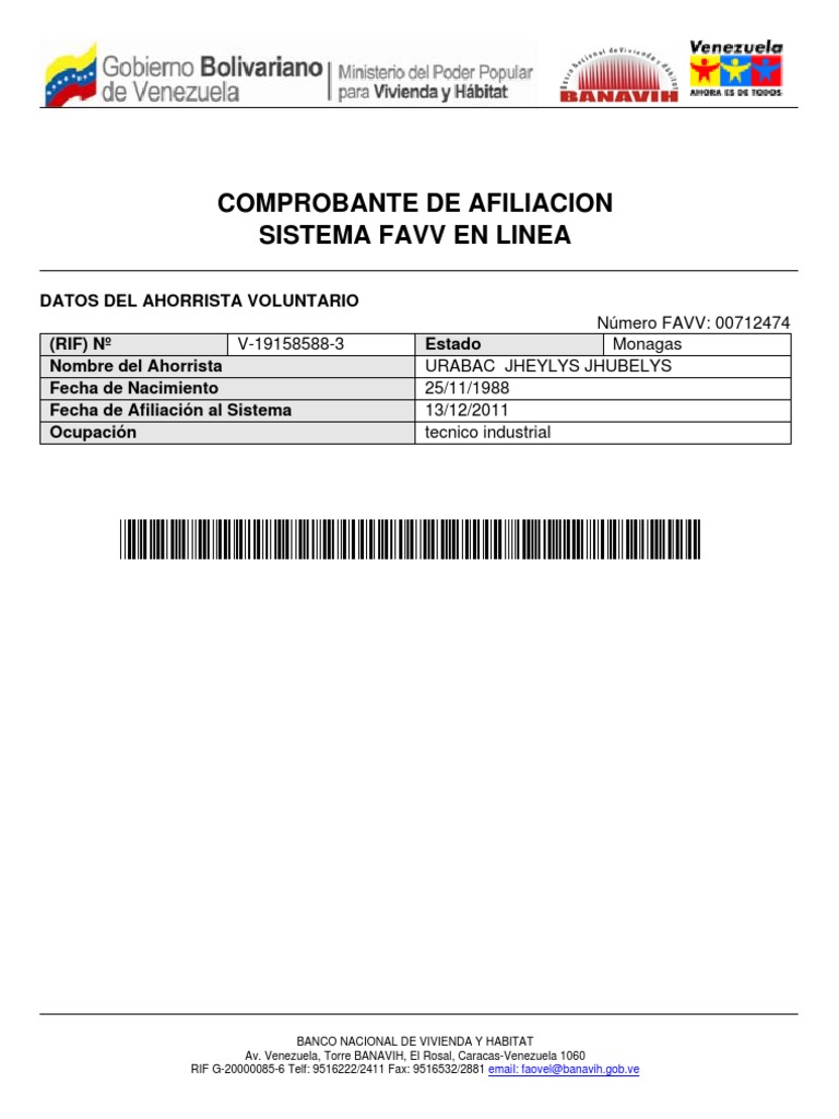 Comprobante de Afiliación FAVV | PDF | Ciencias sociales