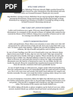 Cabin Crew Announcements Scripts | PDF | Transport Safety | Airliner