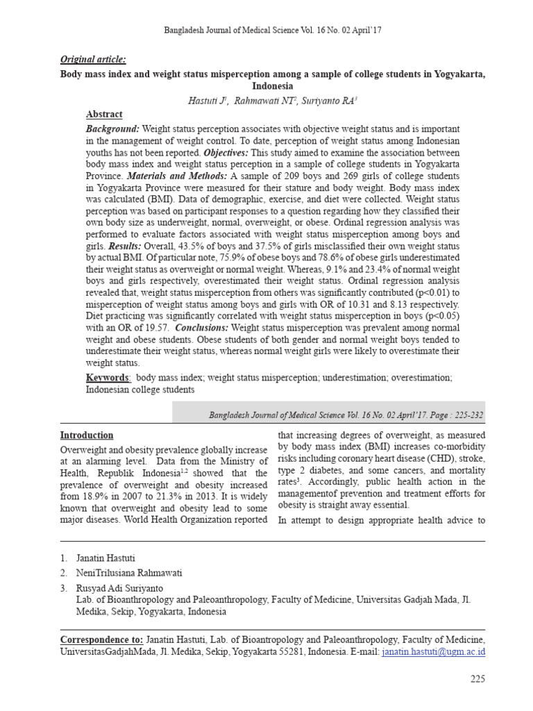 Body Mass Index and Weight Status Misper | PDF | Body Mass Index ...