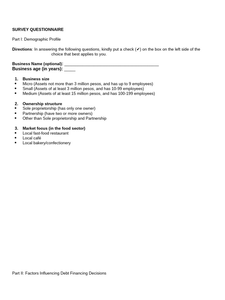 Debt Financing Questionnaire | PDF | Loans | Debt