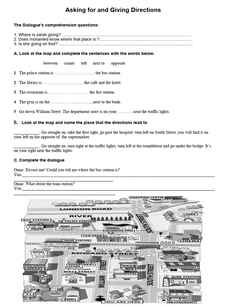 Demo Worksheet - Asking & Giving Direction | PDF