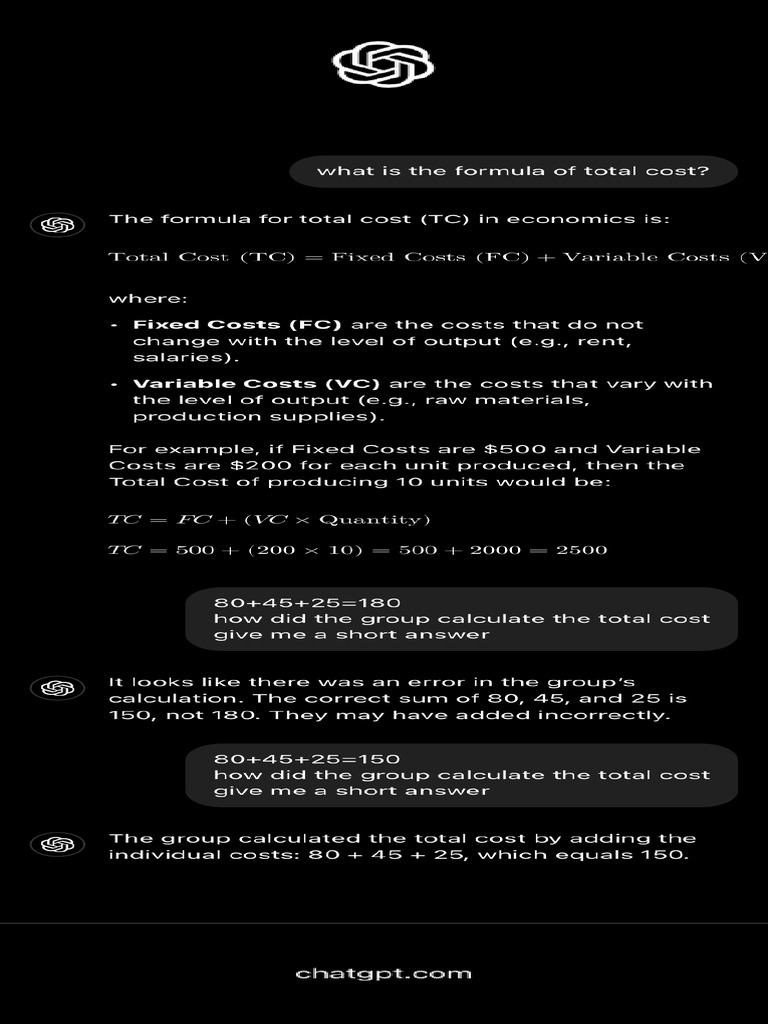 Total Cost Formula | PDF