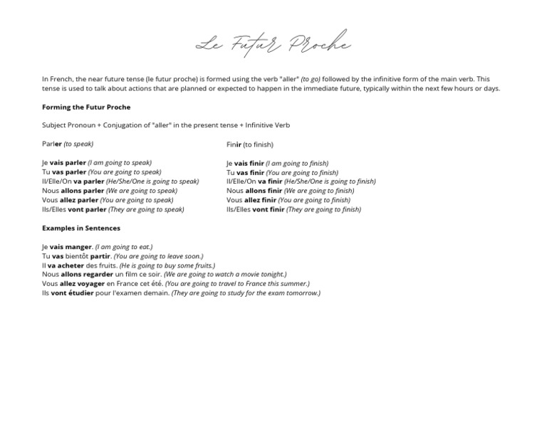 Le Futur Proche | PDF
