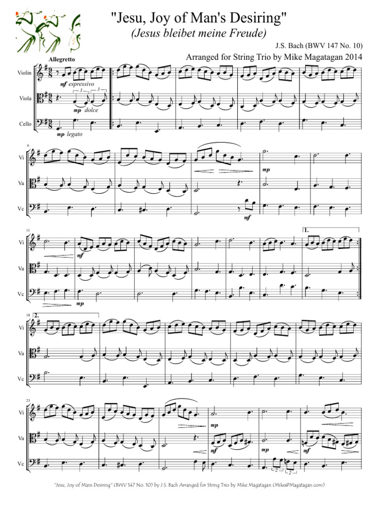 Bach Jesu Joy Mans Desire (Violin Viola Cello) | PDF