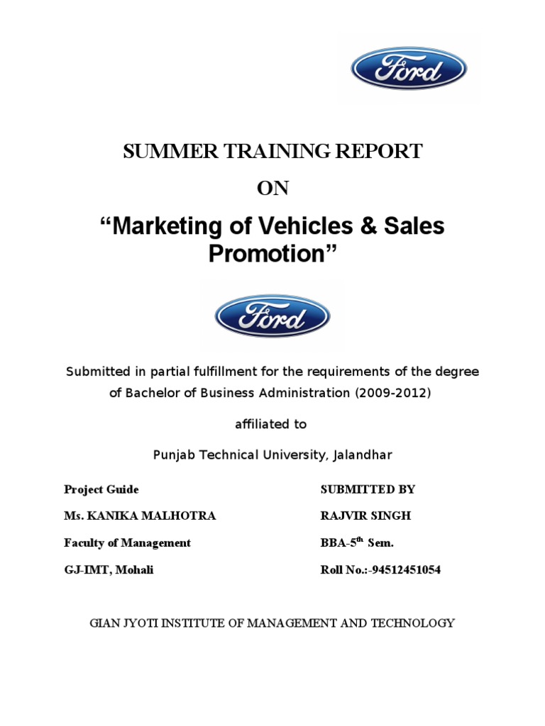 Ford Vehicle Marketing Project Report | PDF | Ford Motor Company | Car