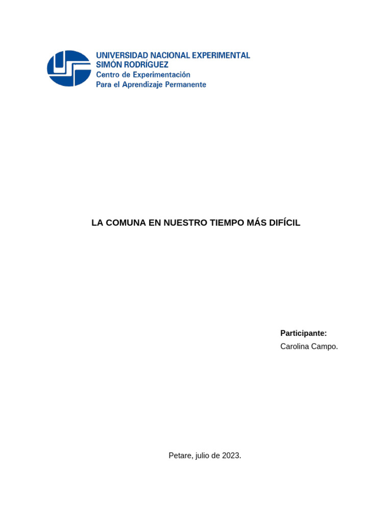 Comuna en Tiempos Difíciles | PDF | Estadísticas | Datos