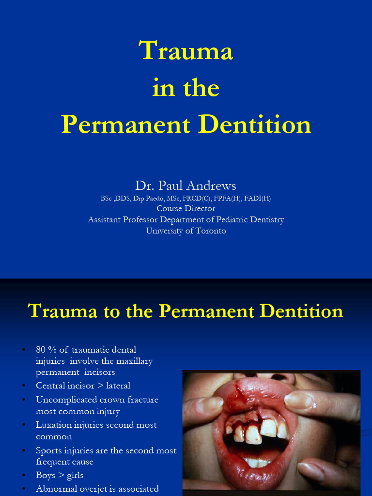 K Trauma To The Permanent Dentition Andrews | PDF | Human Tooth ...