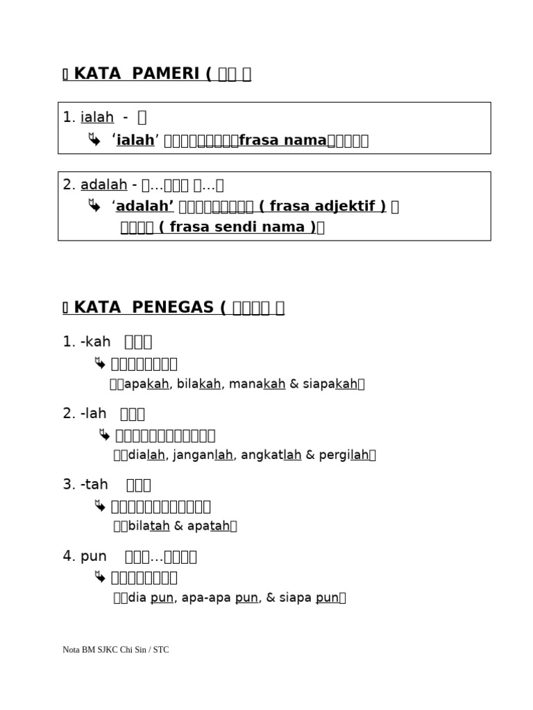 Kata Pameri & Kata Penegas | PDF