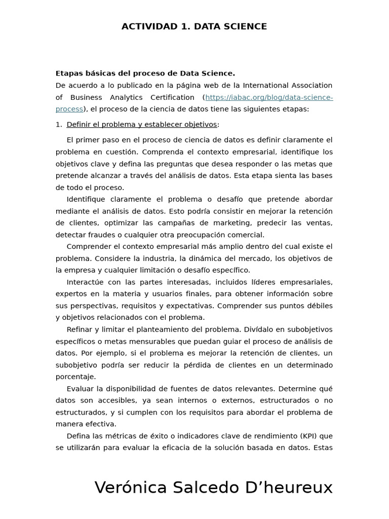 Proceso de Data Science por Verónica Salcedo | PDF | Datos | Análisis ...