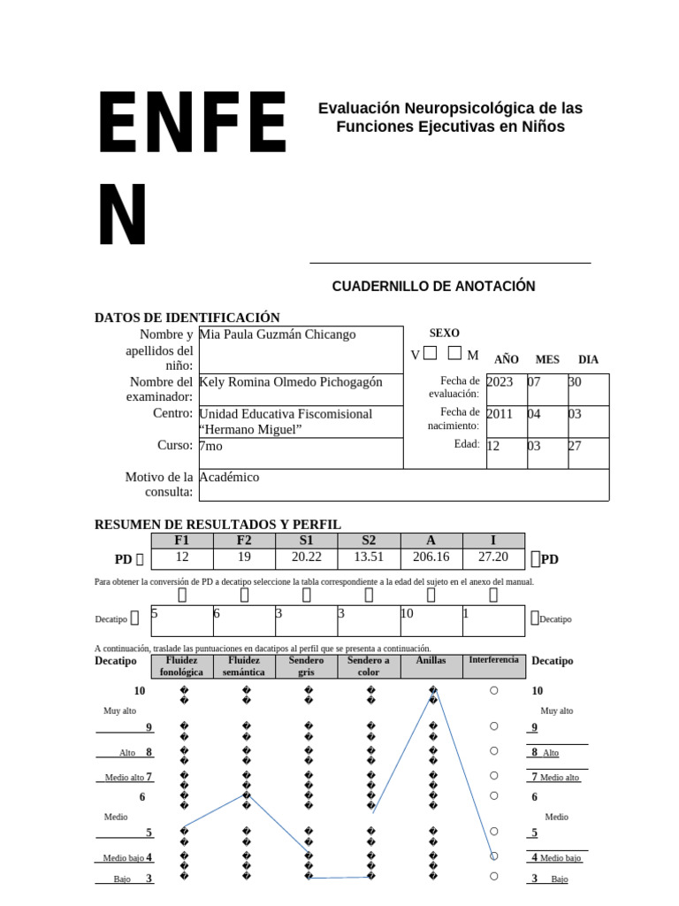 Evaluación Neuropsicológica ENFEN | PDF | Color | Amarillo