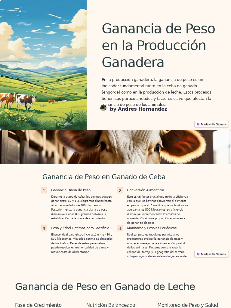 Ganancia de Peso en La Produccion Ganadera | PDF | Vacas | Nutrición