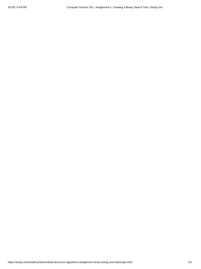 CS201 - Assignment 1 - Creating A Binary Search Tree - MathieuBilal | PDF