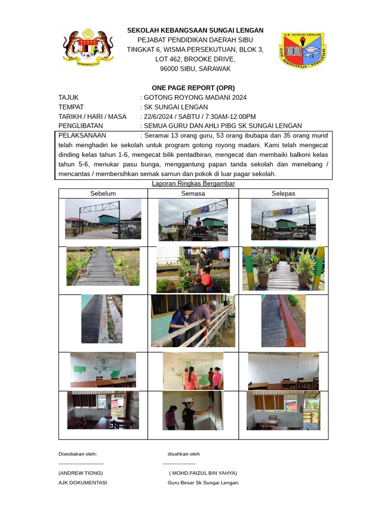 Laporan Gotong Royong Madani SK SG Lengan | PDF