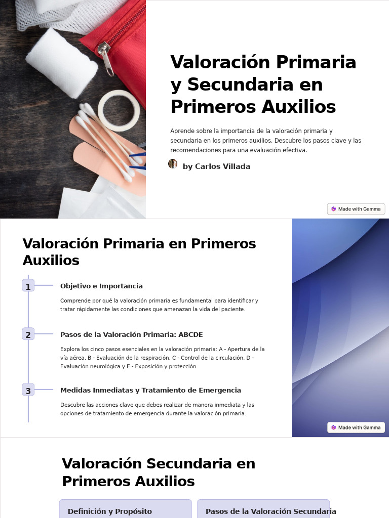 Valoracion Primaria y Secundaria en Primeros Auxilios | PDF | Primeros auxilios | Especialidades ...