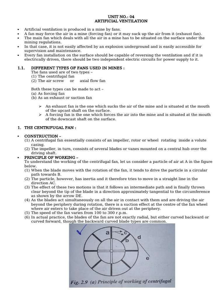 Types of Mine Ventilation Fans Explained | PDF | Propeller | Mechanical ...