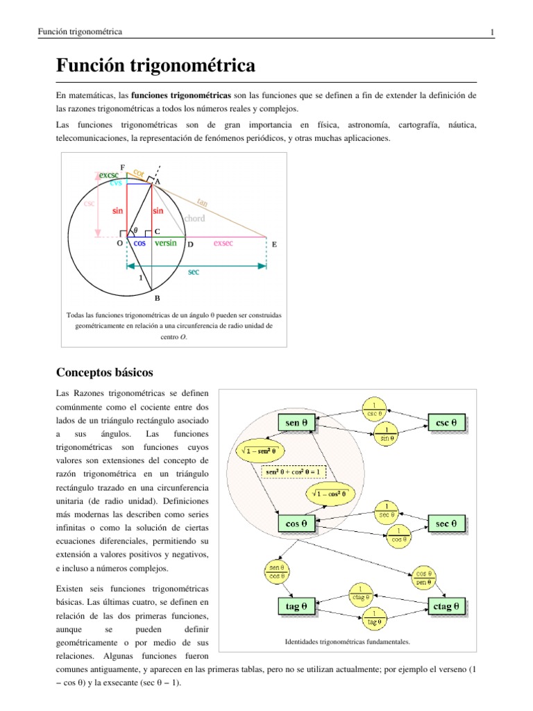 Funciones Trigonometricas | PDF | Funciones trigonométricas | Funciones ...