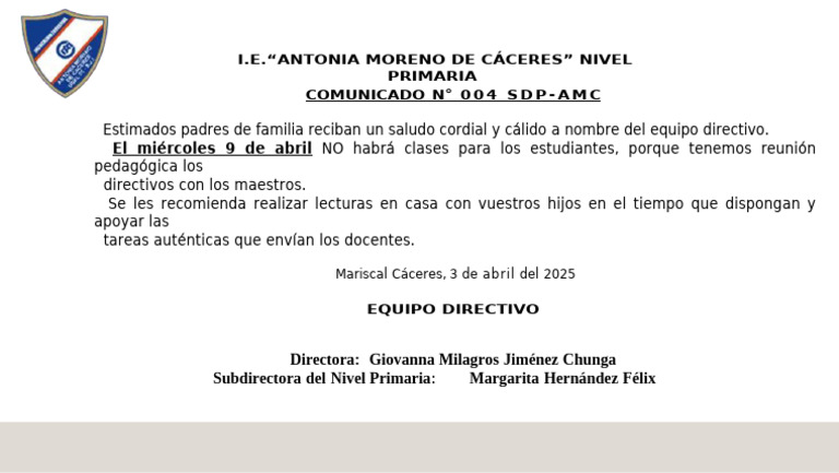 COMUNICADO N° 003 SDP | PDF