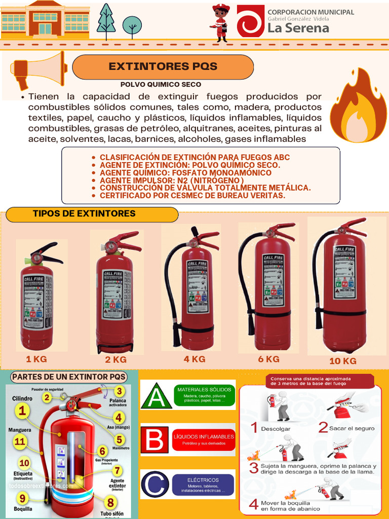 Partes y Usos de Extintores PQS y CO2 | PDF