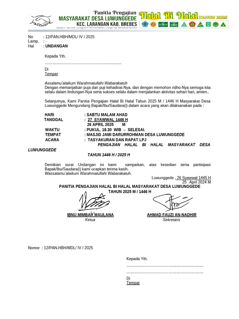 Surat HBH Desa Luwunggede | PDF