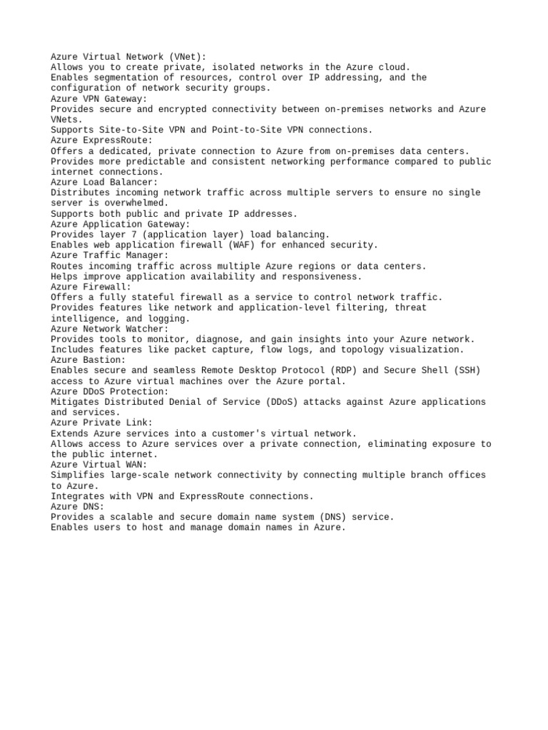 Azure Virtual Network (VNet) | PDF