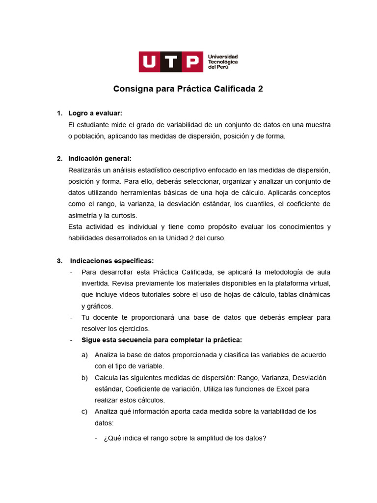 PC2_INDICACIONES Y LISTA DE COTEJO_I13N_docx | PDF | Cuantil | Diferencia