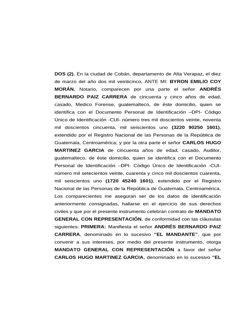 02 MANDATO GENERAL CON REPRESENTACIÓN | PDF | Guatemala