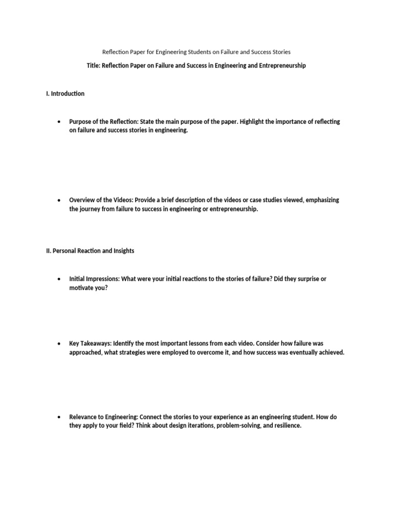 Reflection Paper For Engineering Students On Failure and Success ...