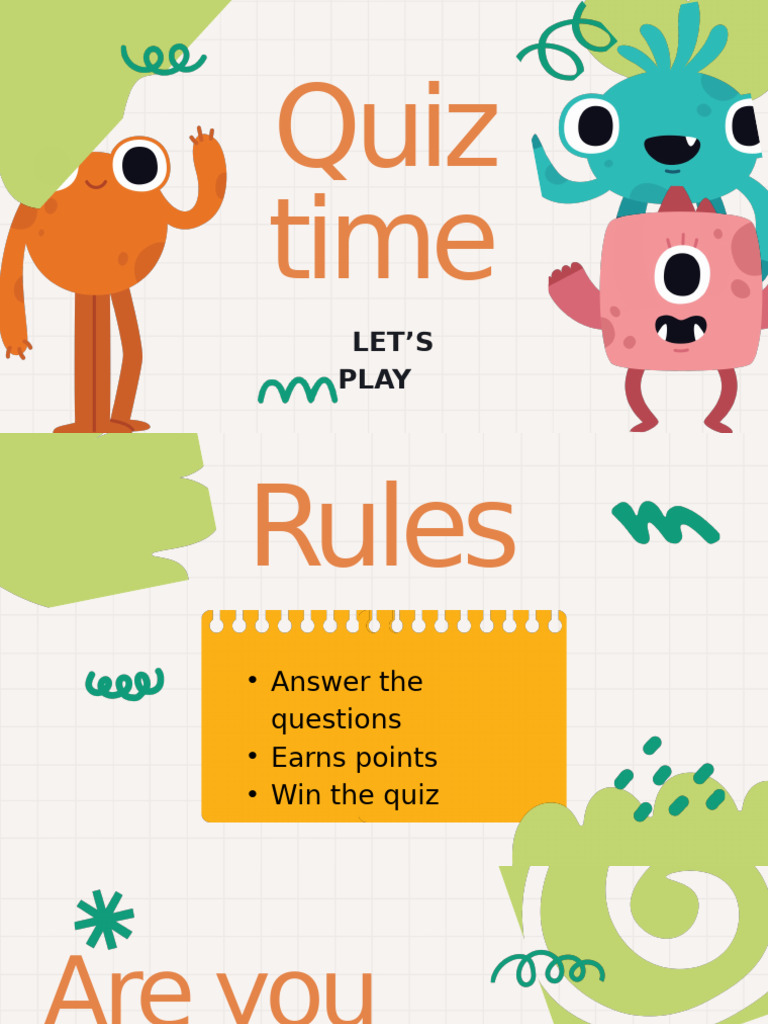 Green and Orange Illustrative Quiz Time Presentation | PDF