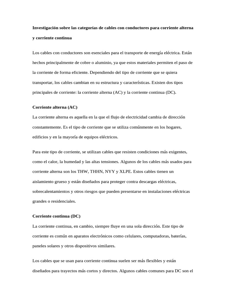 Investigación sobre las categorías de cables con conductores para ...