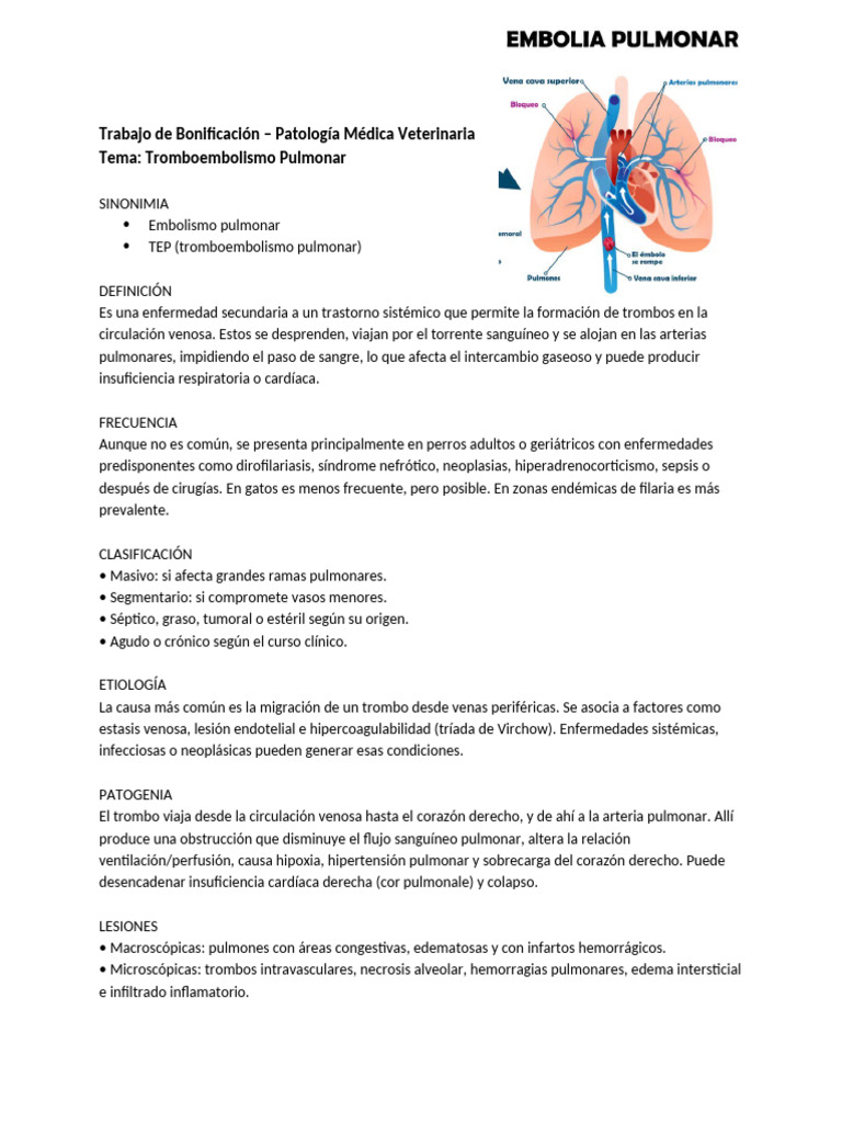 Tromboembolismo Pulmonar | PDF | Trombo | Pulmón