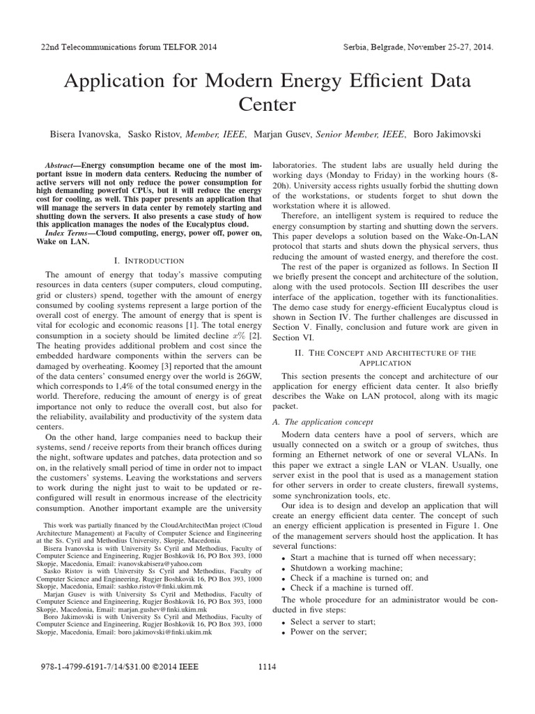 Application For Modern Energy Efficient Data Center | PDF | Network Interface Controller ...