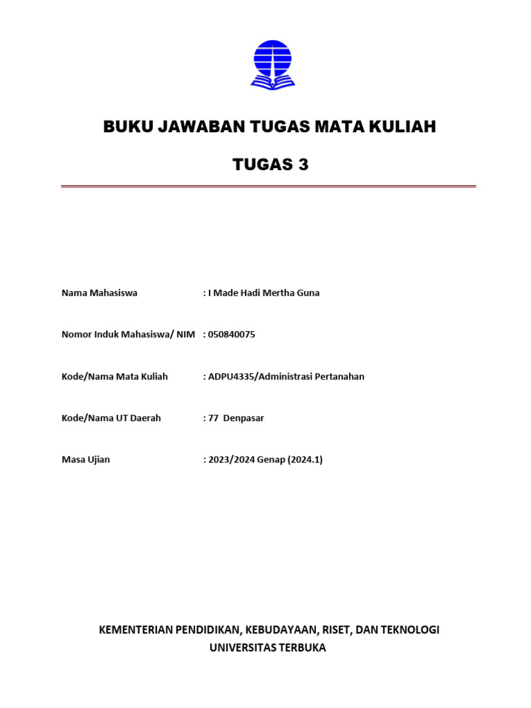Administrasi Pertanahan Tugas 3 | PDF