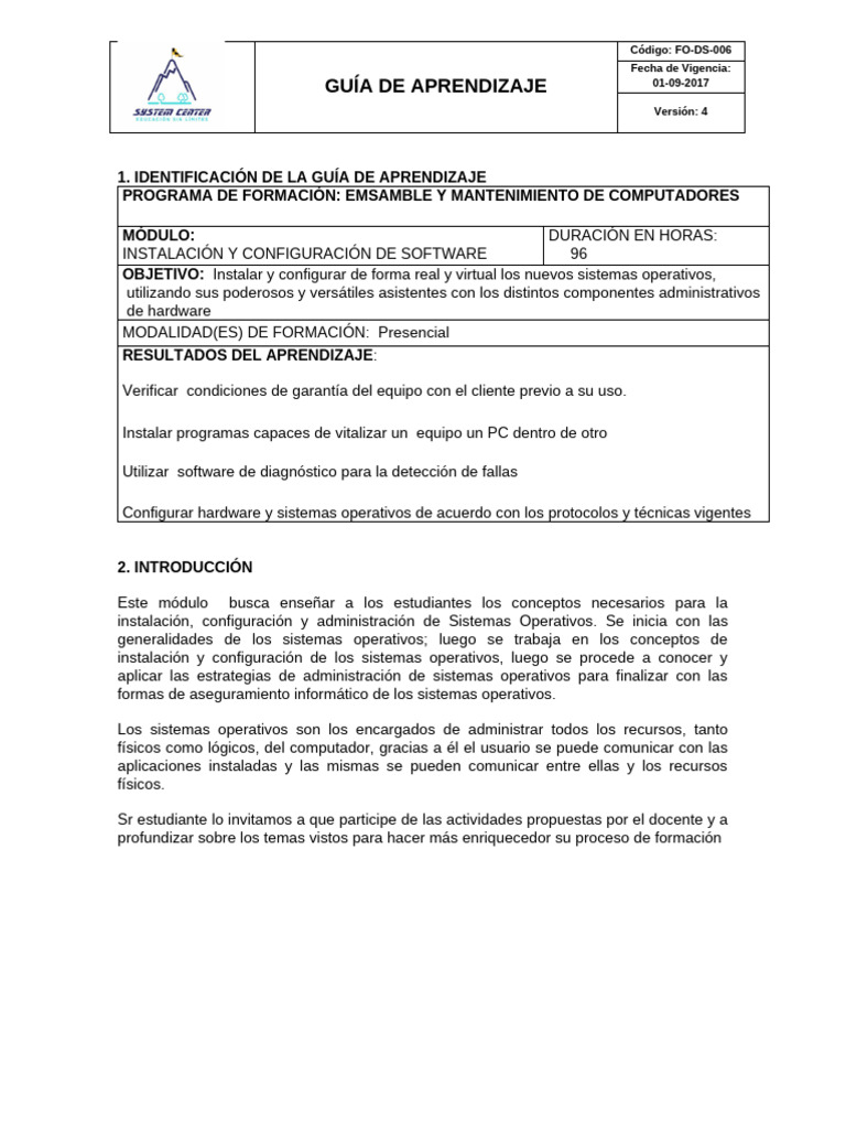 Guia de Instalacion y Config Soft | PDF | Sistema operativo | Software