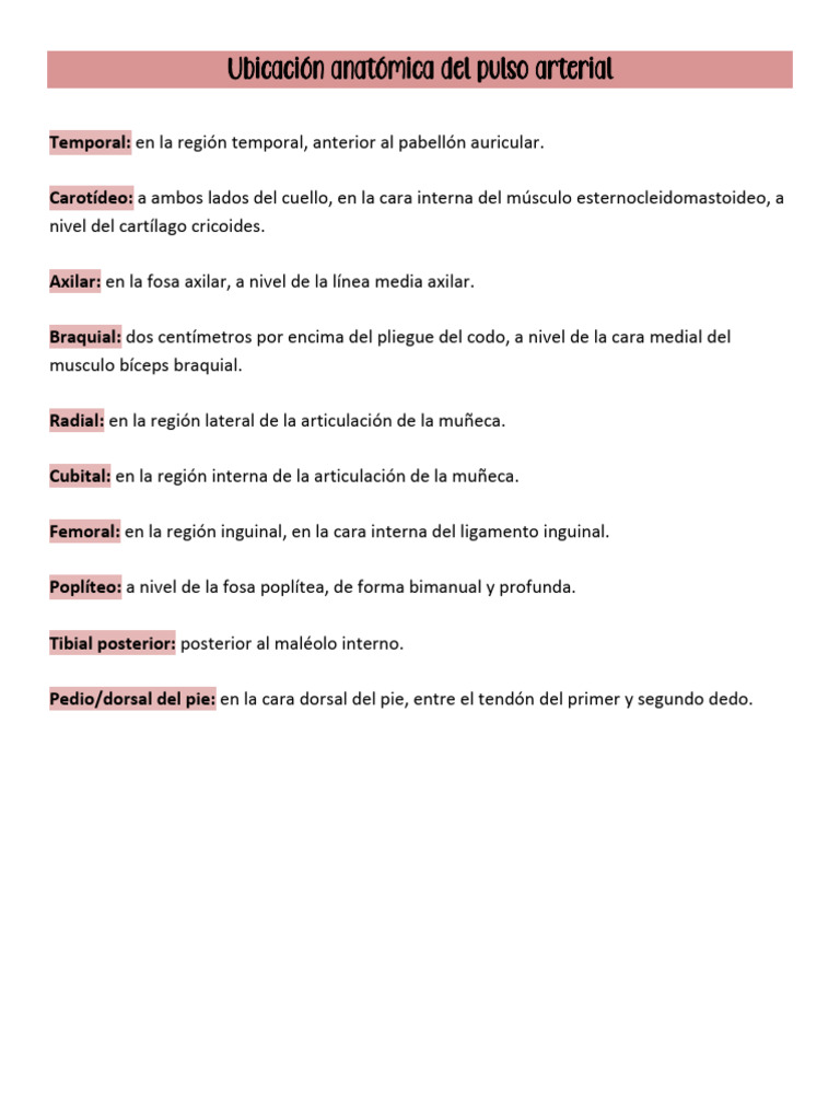 Ubicación del pulso cubital | PDF