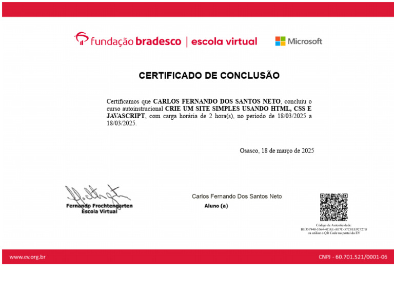 Certificado Bradesco 2 Horas | PDF