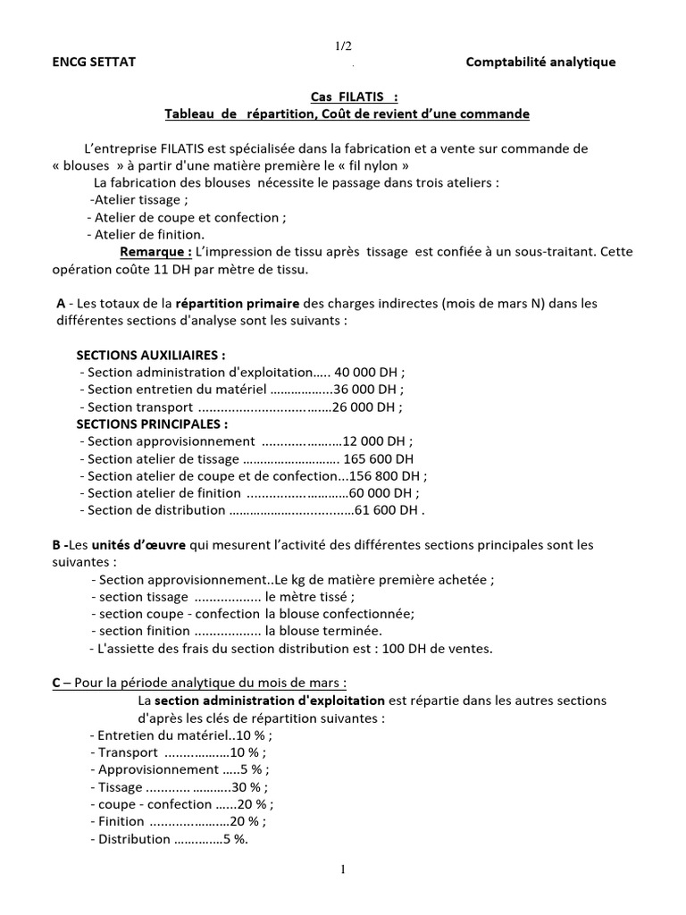 Exercice Entrp. Filatis | PDF